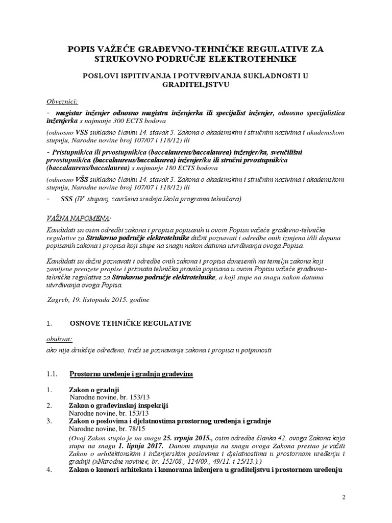 Popis Materijala Za Stručni Ispit | PDF