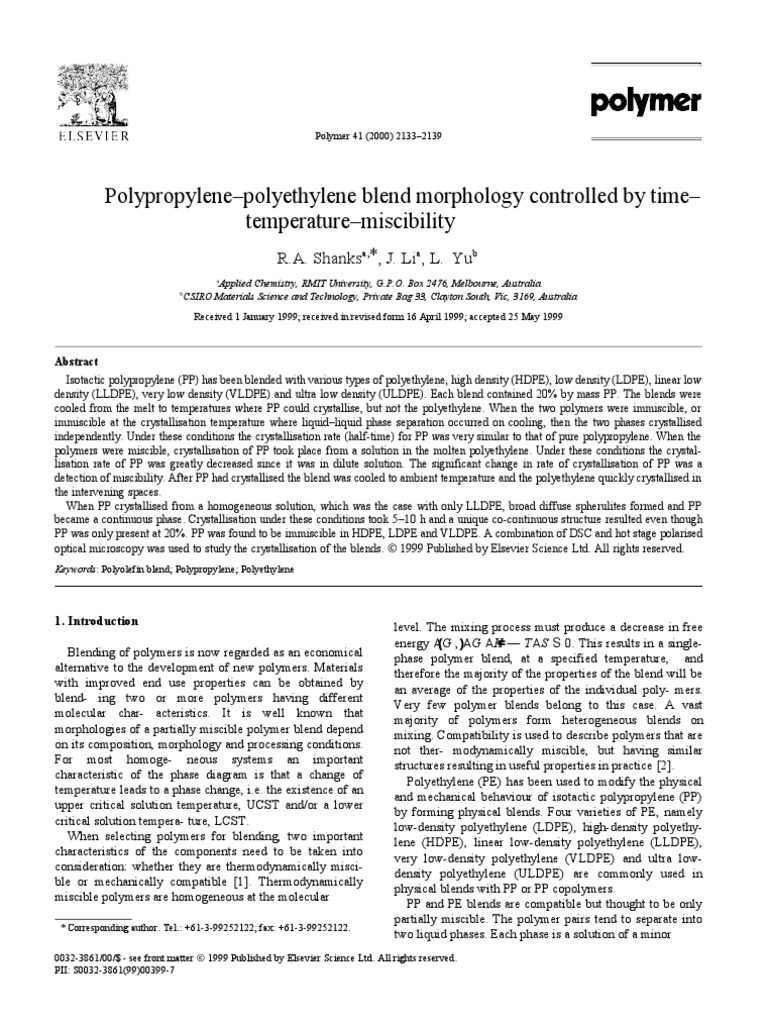 Polypropylene-Polyethylene Blend Morphology Controlled by Time ...