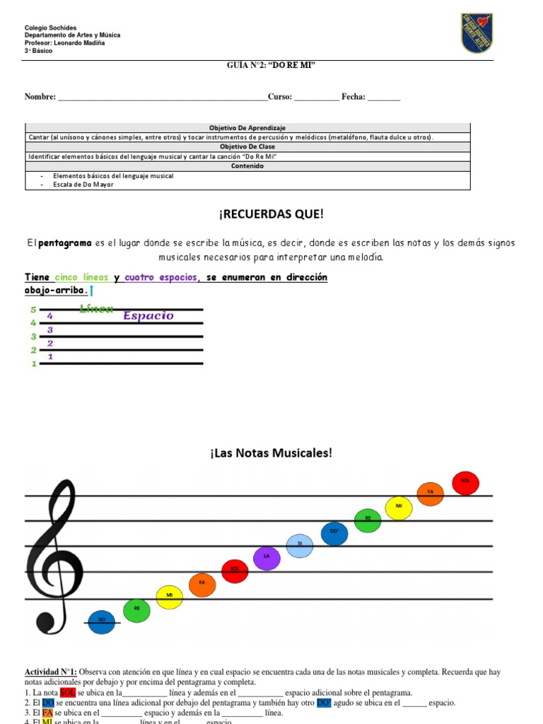 Guía Musical para 3° Básico: Do Re Mi | PDF | Sonido | Las artes escénicas