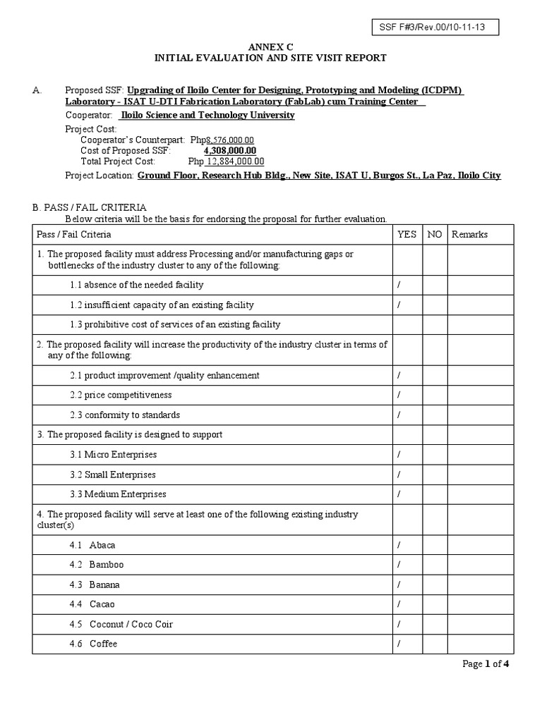 Initial Evaluation and Site Visit Report - Isat U | PDF