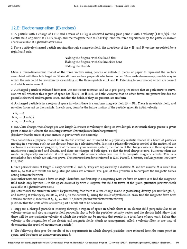 12.E - Electromagnetism (Exercises) - Physics LibreTexts | PDF | Waves ...