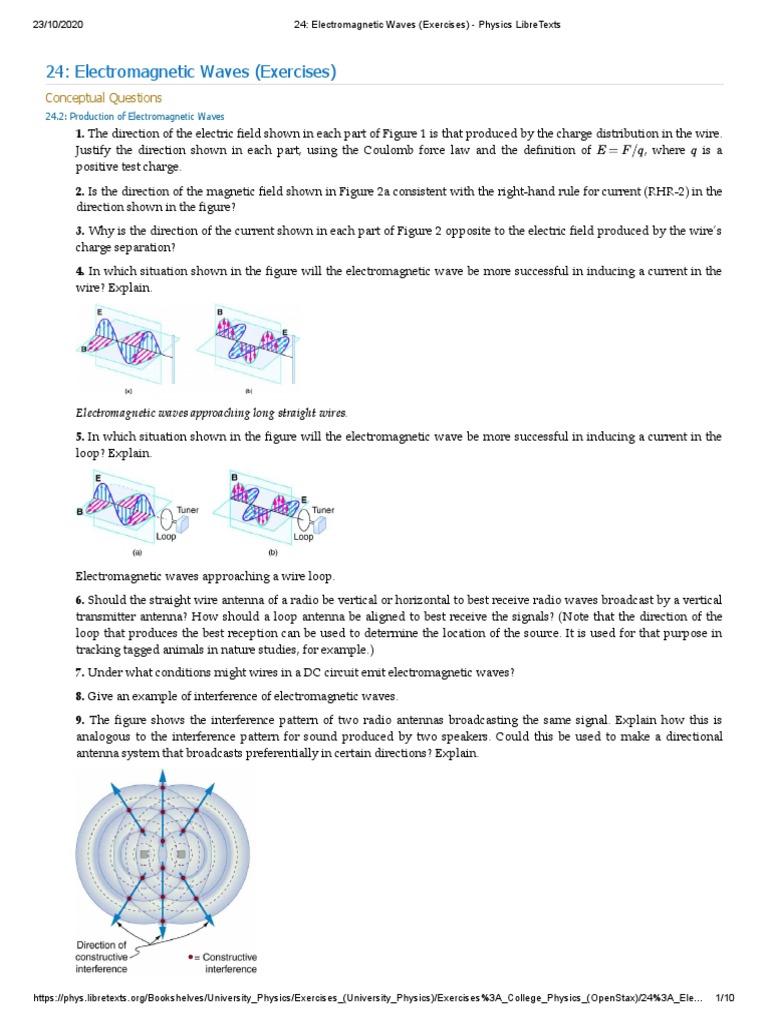 24 - Electromagnetic Waves (Exercises) - Physics LibreTexts | PDF ... 24 - Electromagnetic Waves (Exercises) - Physics LibreTexts | PDF ...