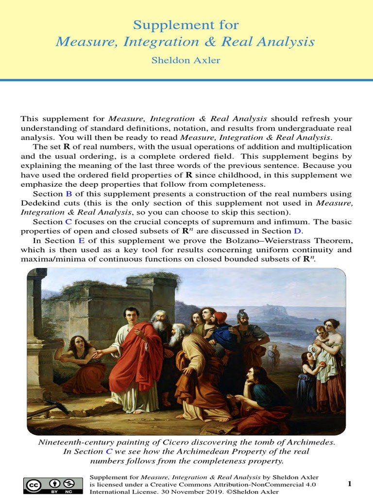 Supplement For Measure, Integration & Real Analysis: Sheldon Axler ...
