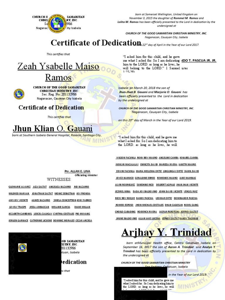 Dedication Certificate Final | PDF