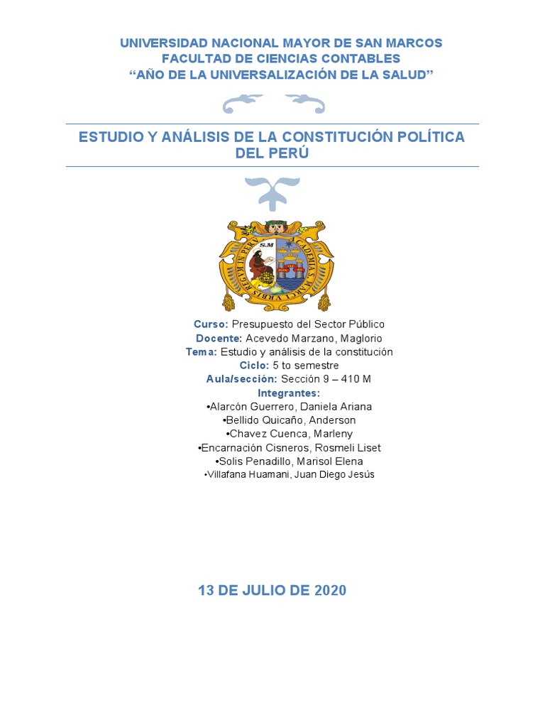 ESTUDIO Y ANÁLISIS DE LA CPP - Final | PDF | Constitución | Perú
