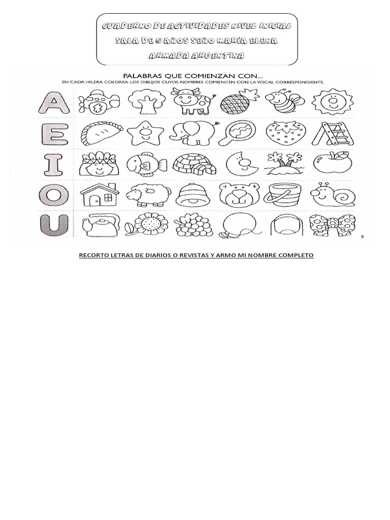 Cuaderno de Actividades Nivel Inicial | PDF | Color | Naturaleza