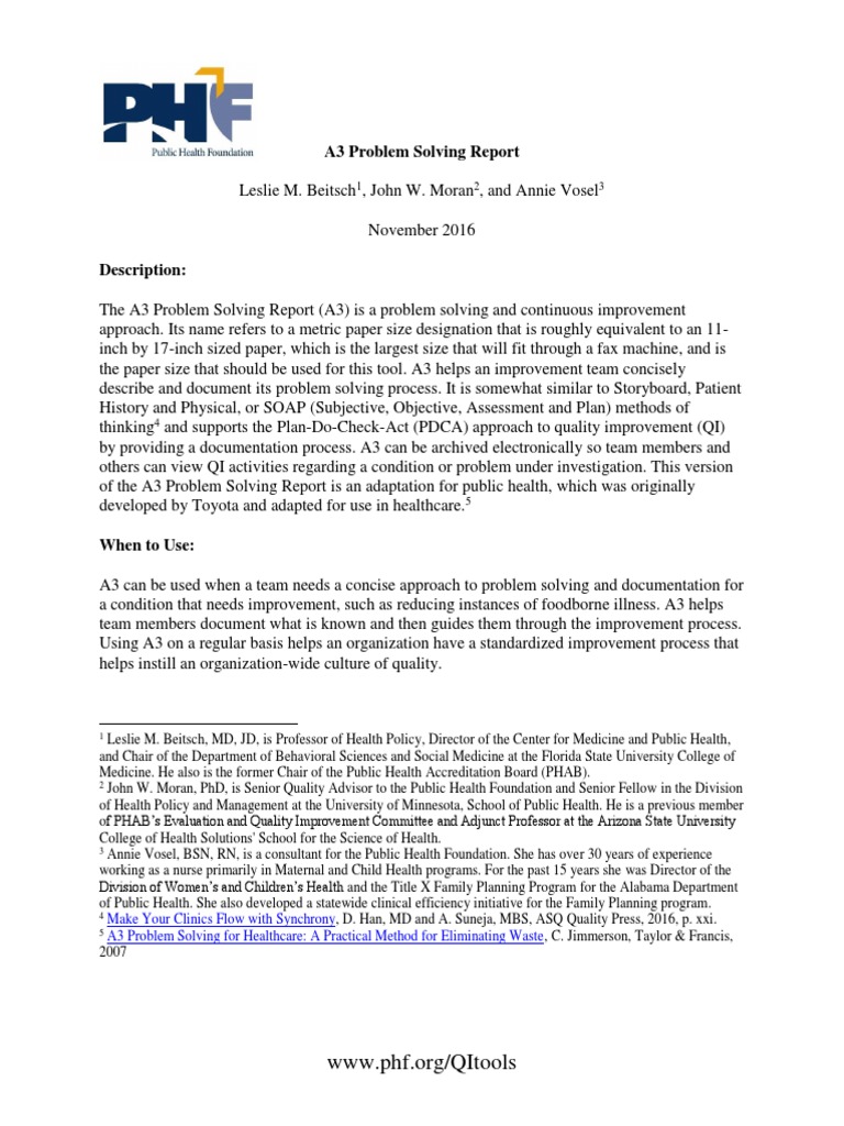 A3 Problem Solving Report | PDF | Foodborne Illness | Public Health