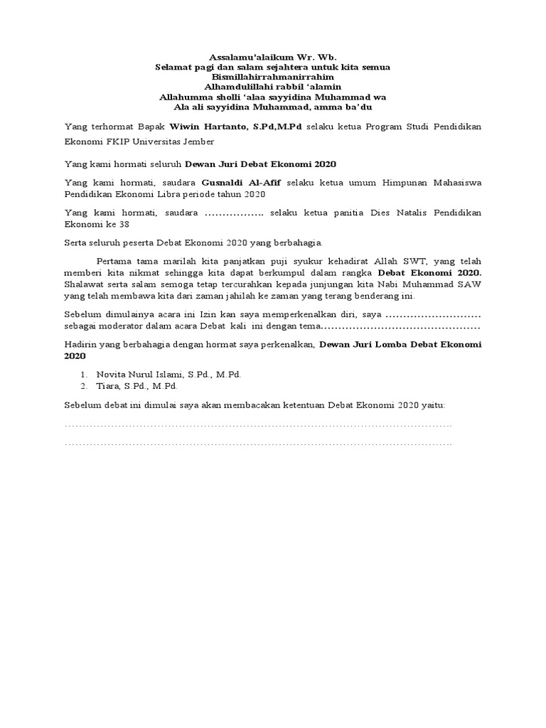 Teks Moderator Debat | PDF