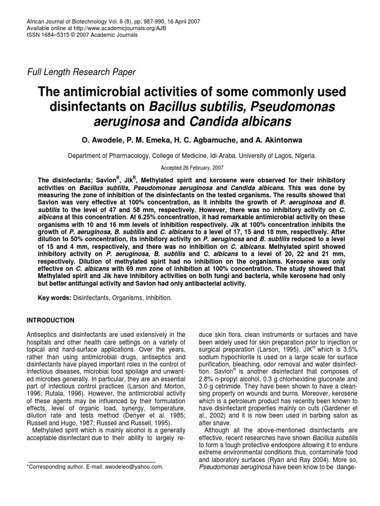 The Antimicrobial Activities | PDF | Disinfectant | Antimicrobial