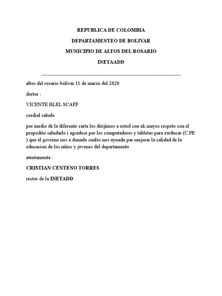Carta Par El Rector | PDF