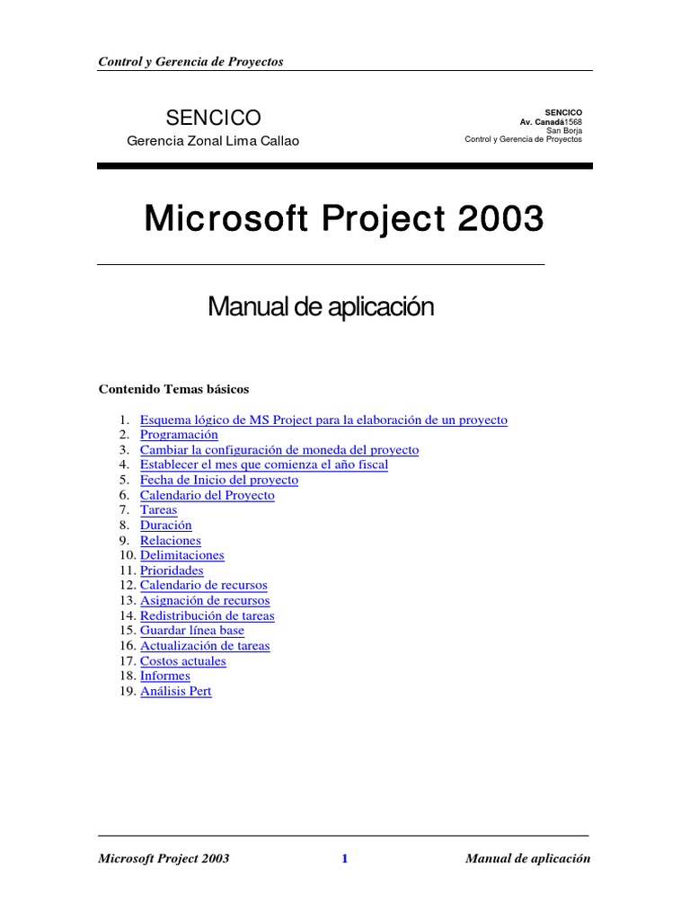 Guia Ms Project 2003 | PDF | Programación de computadoras | Microsoft