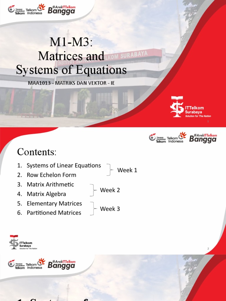 M1 - Matrices and Systems of Equations | PDF | System Of Linear Equations | Algebra