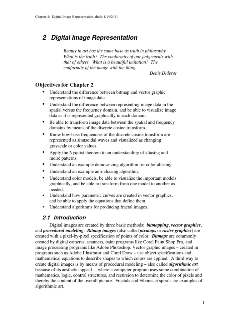 2 Digital Image Representation: Objectives For Chapter 2 | PDF | Image ...