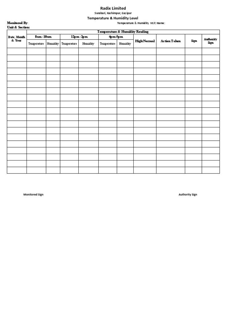 Temperature & Humidity Check | PDF