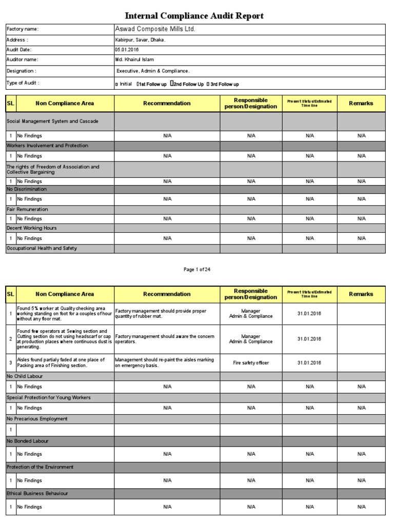 BSCI-COC - Internal Audit | PDF | Auditor's Report | Personal ...