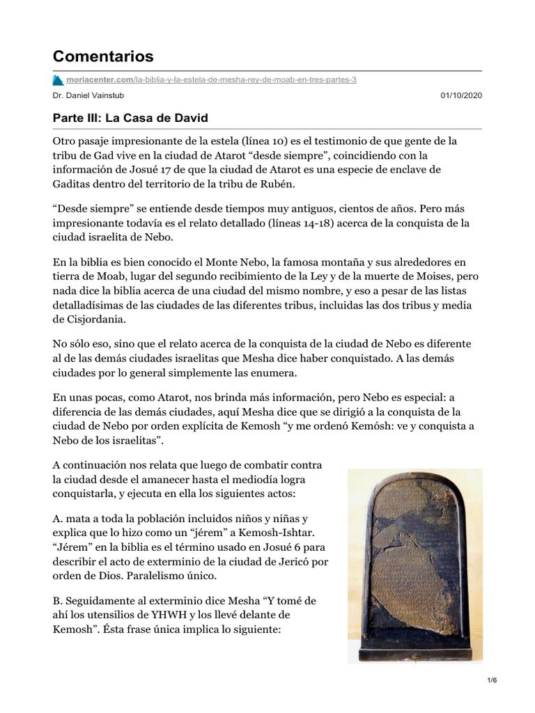 MC - La Biblia y La Estela de Mesha Rey de Moab - Parte III La Casa de David | PDF | David | Israel