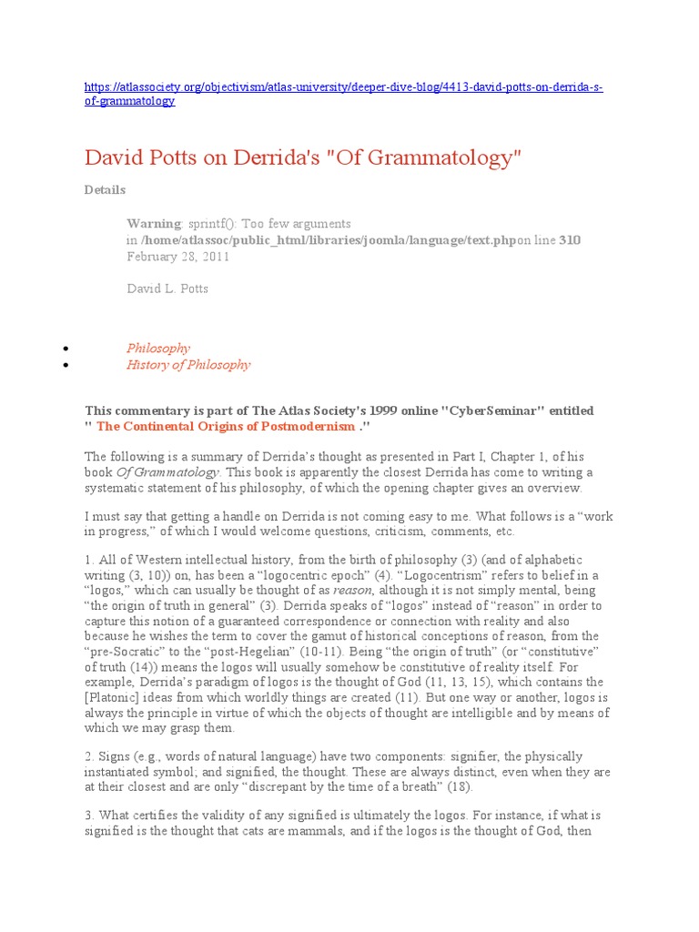 Derrida of Grammatology Explanation Notes | Download Free PDF | Jacques ...