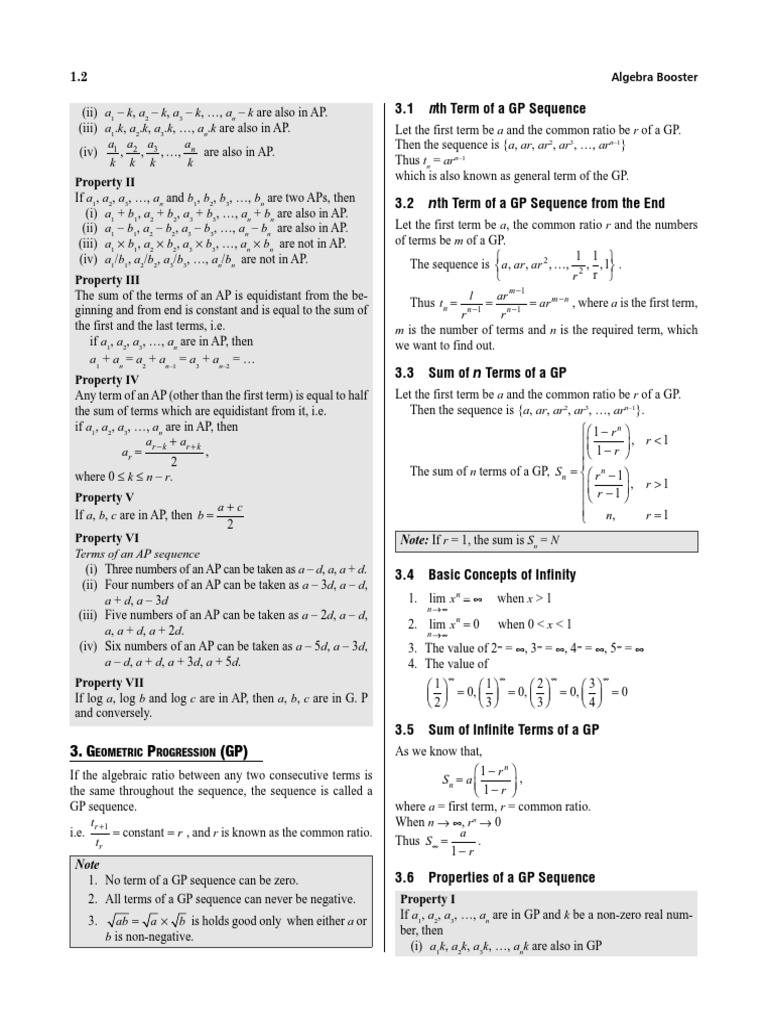 3.1 NTH Term of A GP Sequence: Algebra Booster | PDF | Numbers | Analysis