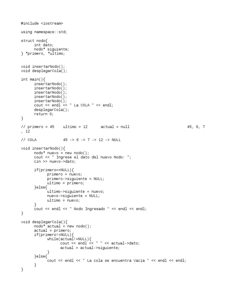 Estructura de Datos en C++ - COLA - Parte 1 - Insertar Nodo y Desplegar ...