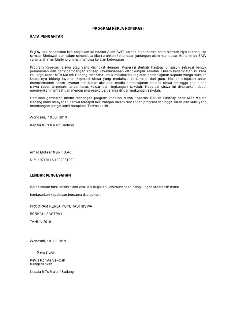 Program Kerja Koperasi | PDF