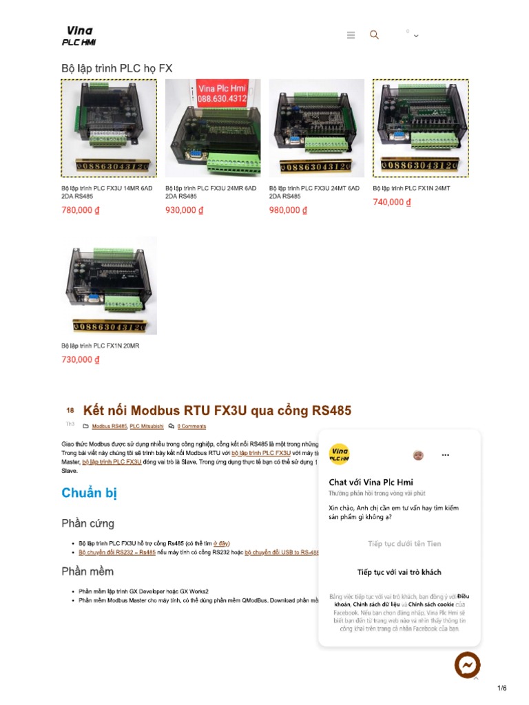 Kết nối Modbus RTU FX3U qua cổng RS485 - Vina PLC HMI | PDF