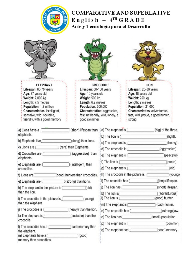 Comparativos y Superlativos 4° Grado | PDF