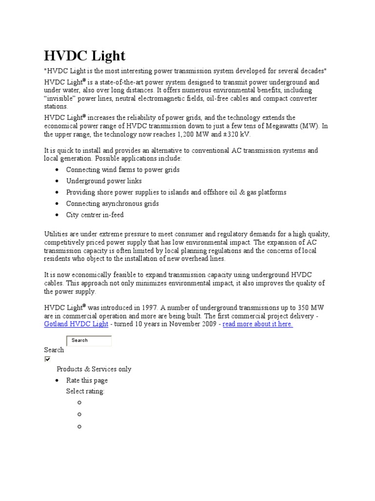 HVDC Light | PDF | Electric Power Transmission | High Voltage Direct ...