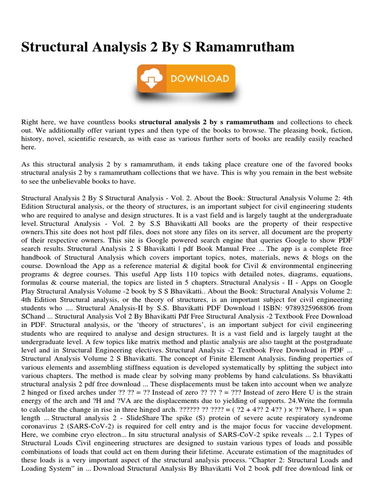 Structural Analysis 2 by S Ramamrutham | PDF | Structural Analysis ...