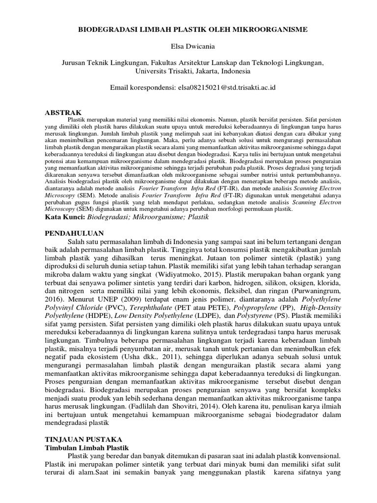 Biodegradasi Limbah Plastik Oleh Mikroorganisme | PDF