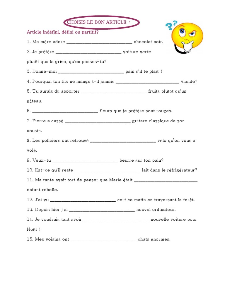 Articles Français : Indéfini, Défini, Partitif | PDF