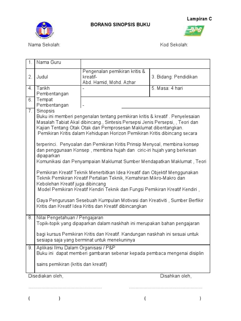 Contoh Sinopsis Buku Untuk Ladap | PDF