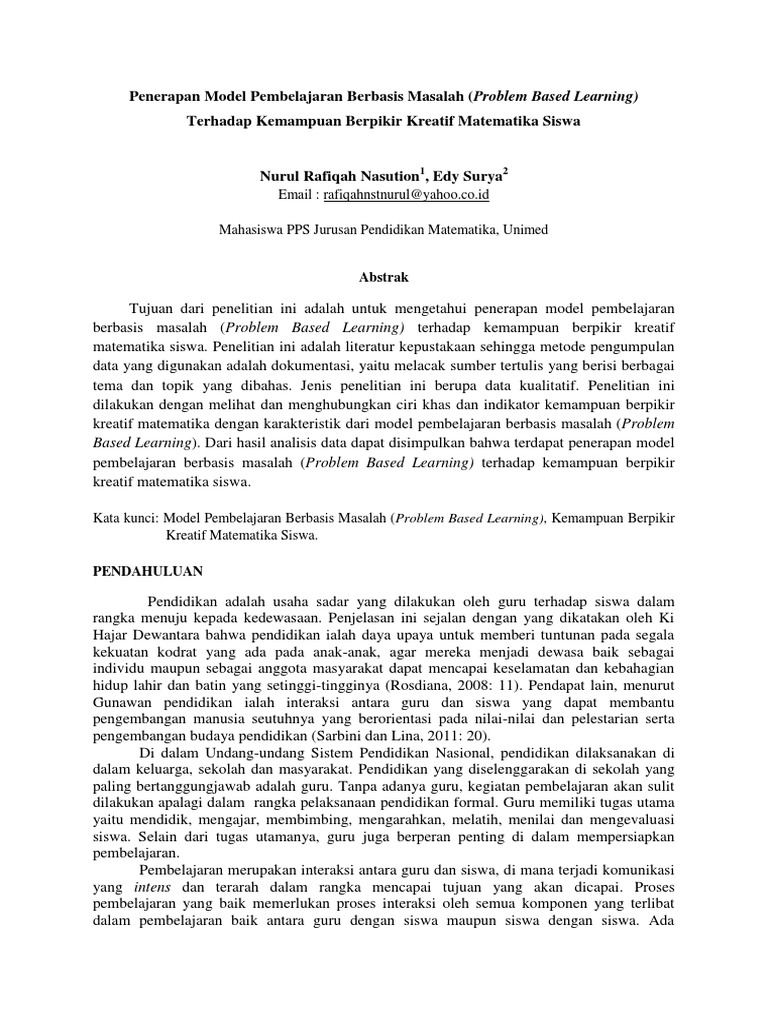 DONE Penerapan Model Pembelajaran Berbasis Masalah (Problem Based Learning) Terhadap Kemampuan ...