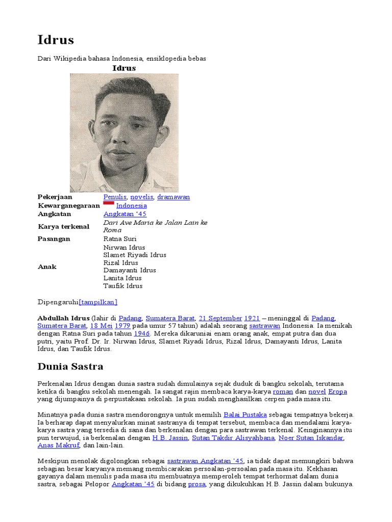 Biografi A. Idrus | PDF | Sejarah