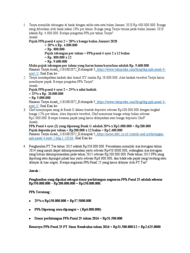 Soal Essai Pajak Pertemuan 5 | PDF