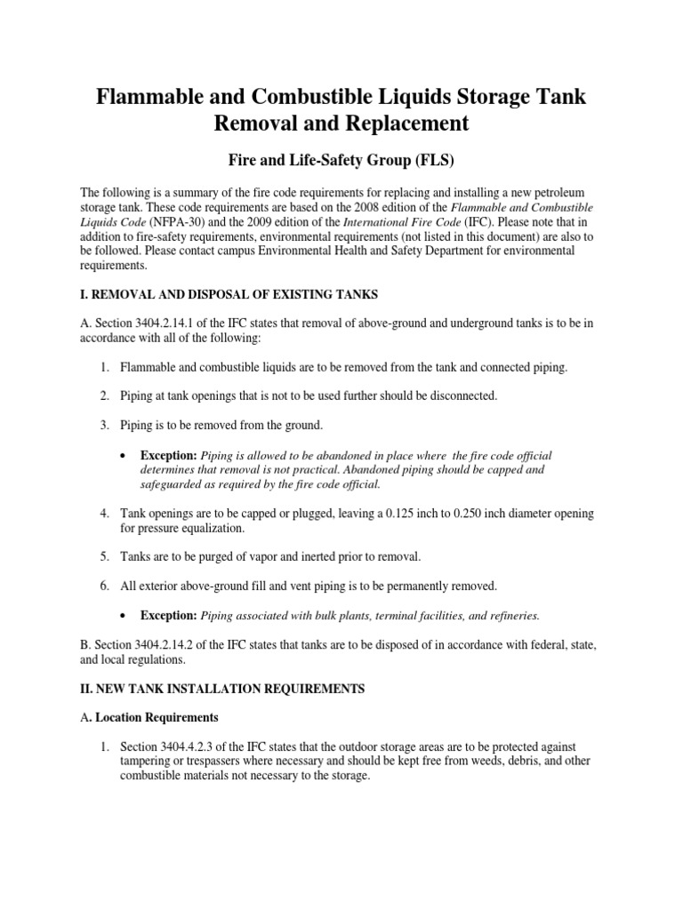 Flammable Combustable Liquids Storage | PDF | Pipe (Fluid Conveyance ...