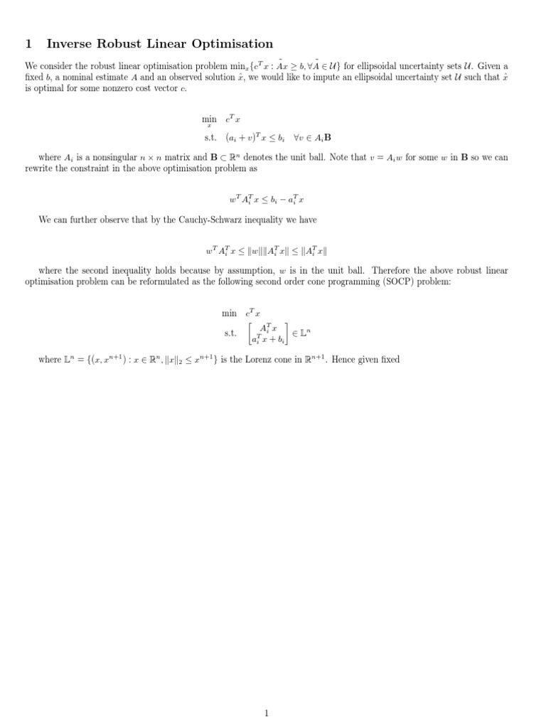 Inverse Robust Linear Optimisation | PDF