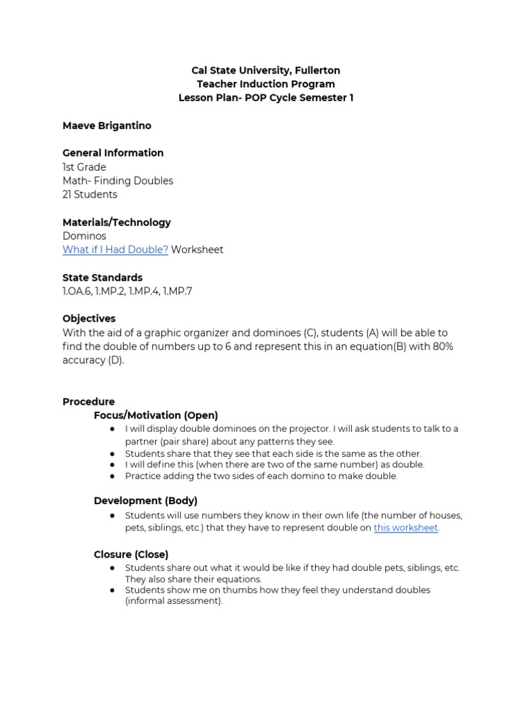 What If I Had Double Lesson Plan | PDF