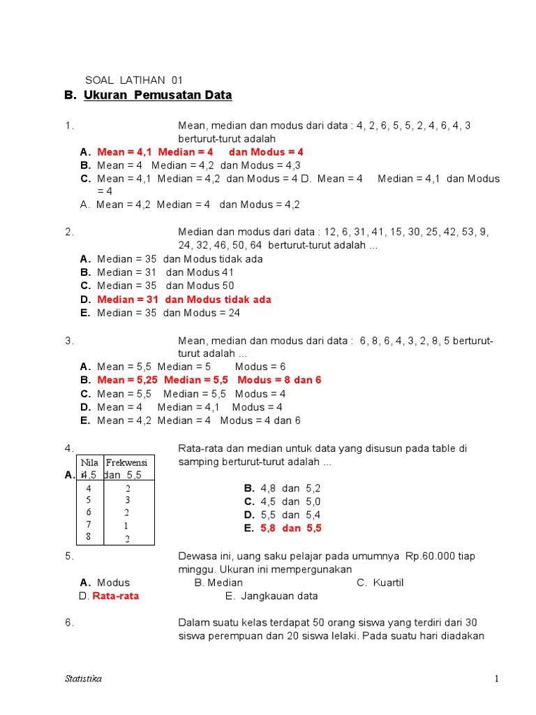01-Ukuran Pemusatan Data | PDF