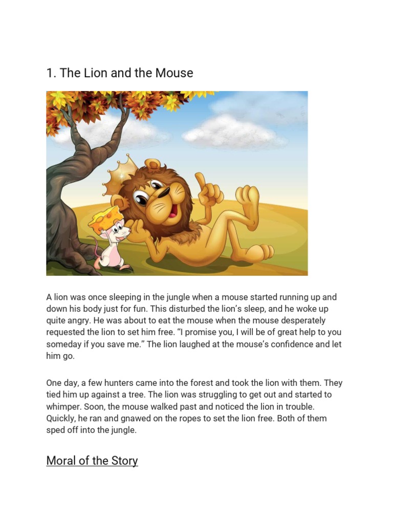 Lion and the mouse short story store