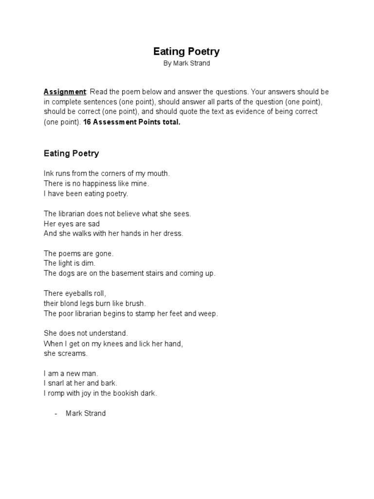 Shea Pruett - Eating Poetry | PDF | Poetry | Library And Museum