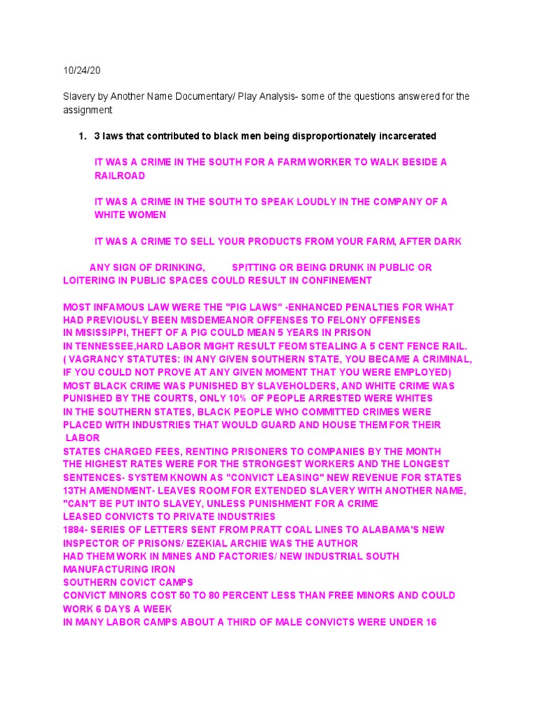 Slavery by Another Name Documentary PDF | PDF | Thirteenth Amendment To ...