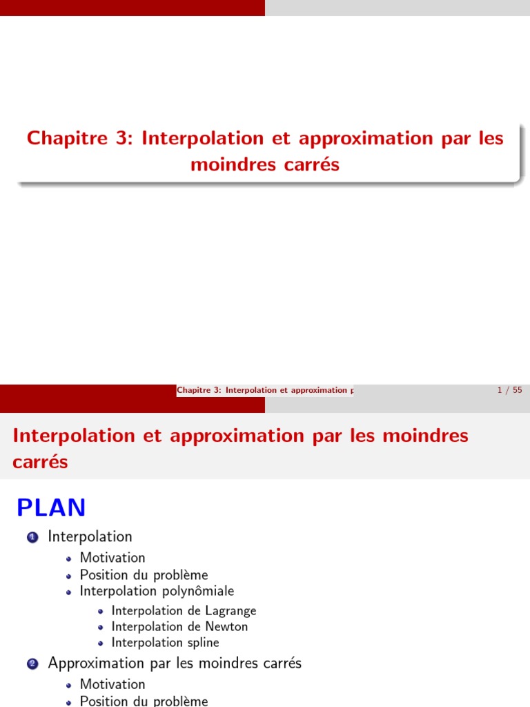 Interpolation et approximation polynomiale | PDF | Spline | Interpolation