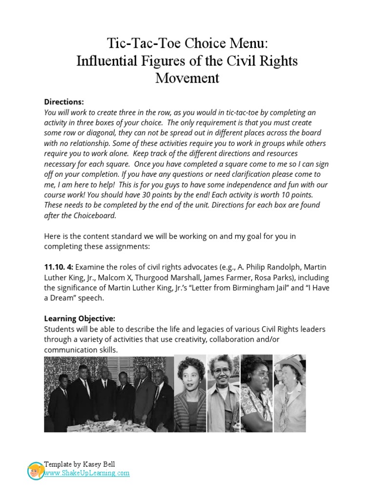 Tic-Tac-Toe Menu Choice Board Template From Shakeuplearning | PDF ...