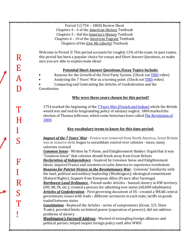 Period 3 Review Sheet | PDF | Alexander Hamilton | United States Bill ...