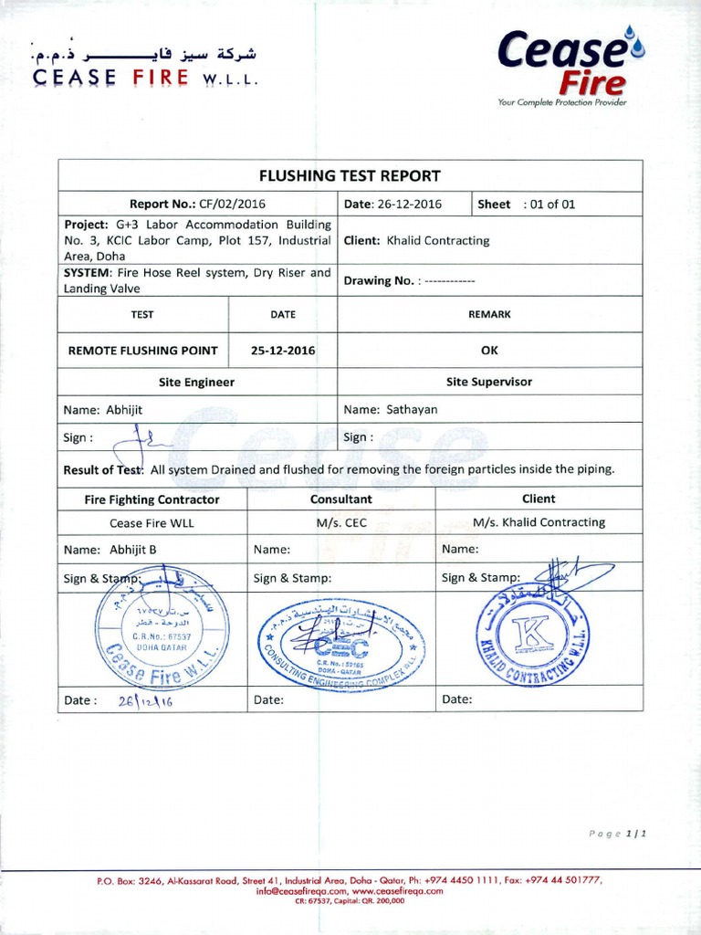 Sample Flushing Test Report Plot 157 PDF | PDF | Plumbing | Hydraulics