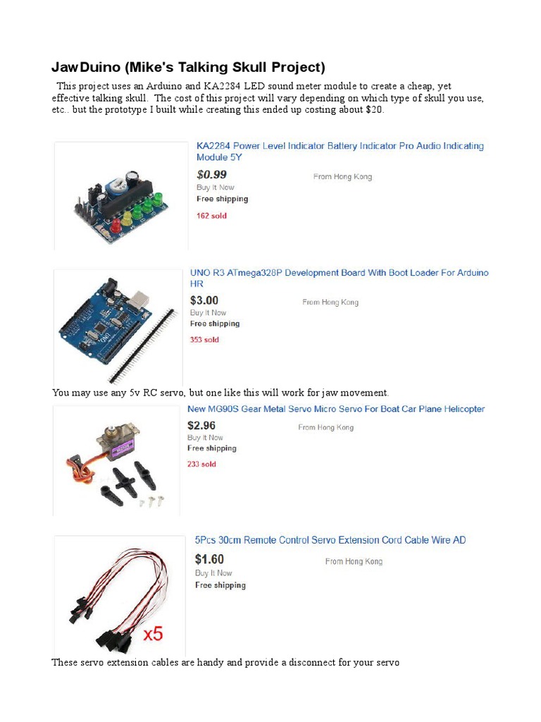 JawDuino: Instructions for Creating a Talking Skull Using Arduino ...