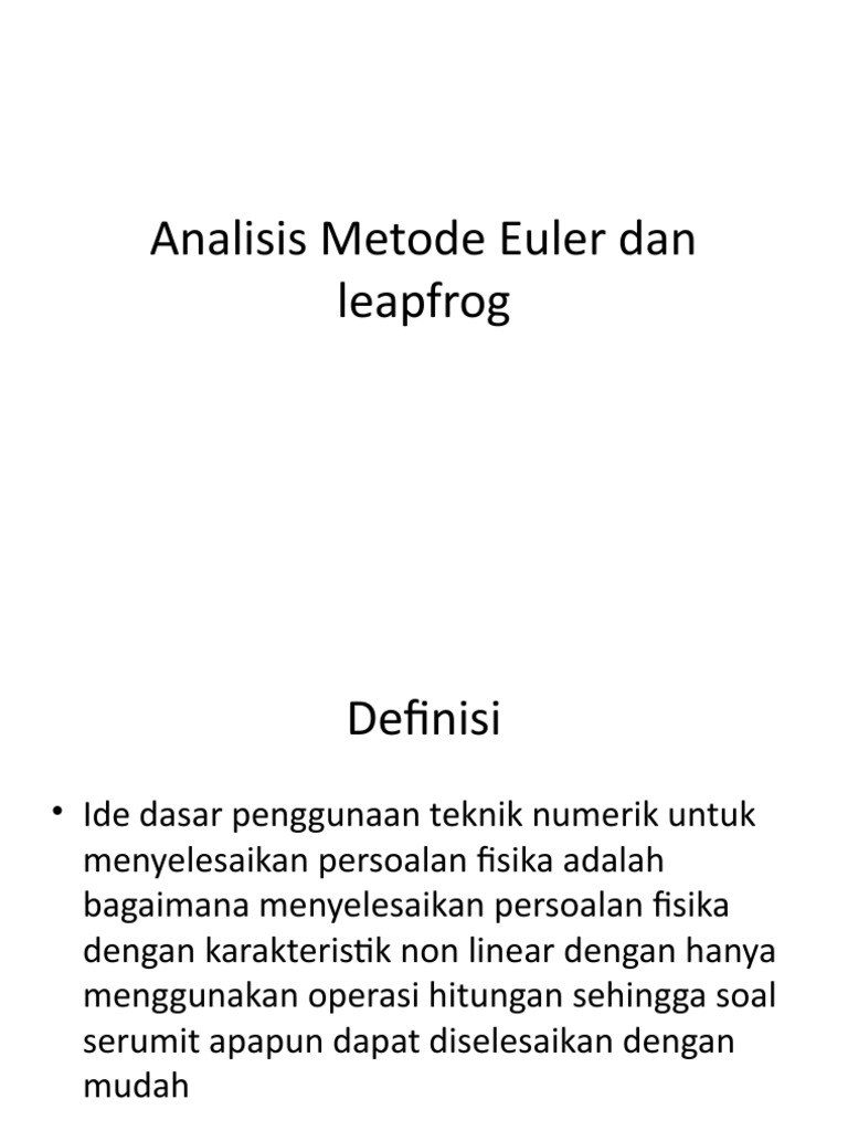 Metode Leapfrog Dan Euler Cromer | PDF | Metode & Bahan Ajar