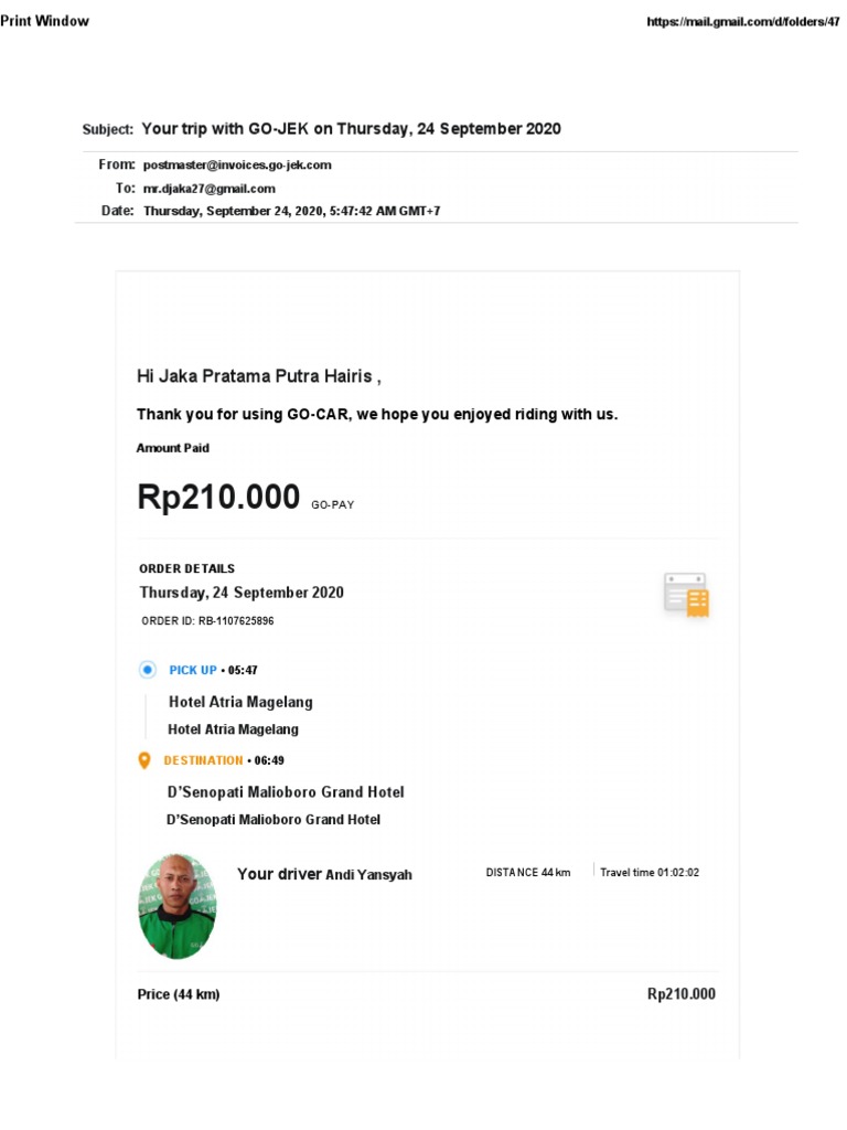 GO-JEK Trip Invoices and Receipts | PDF | Jakarta