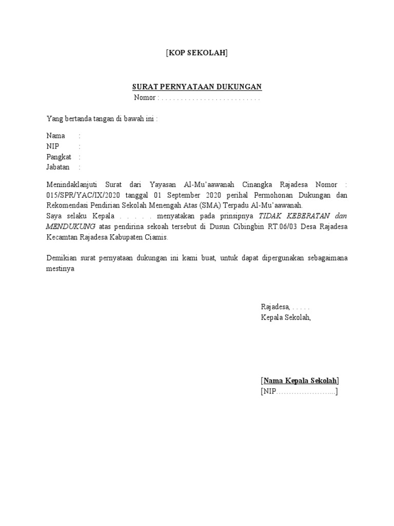 Surat Balasan Rekomendasi | PDF