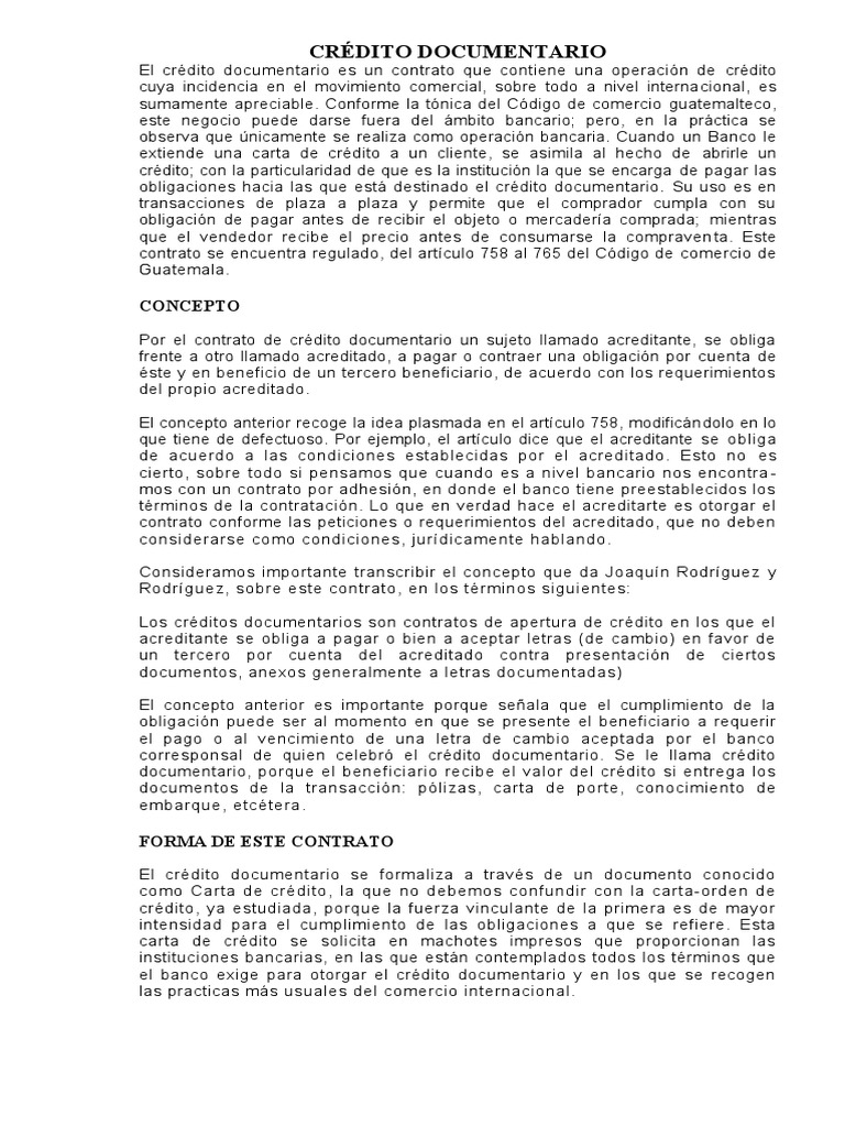 Crédito Documentario | PDF | Carta de crédito | Bancos